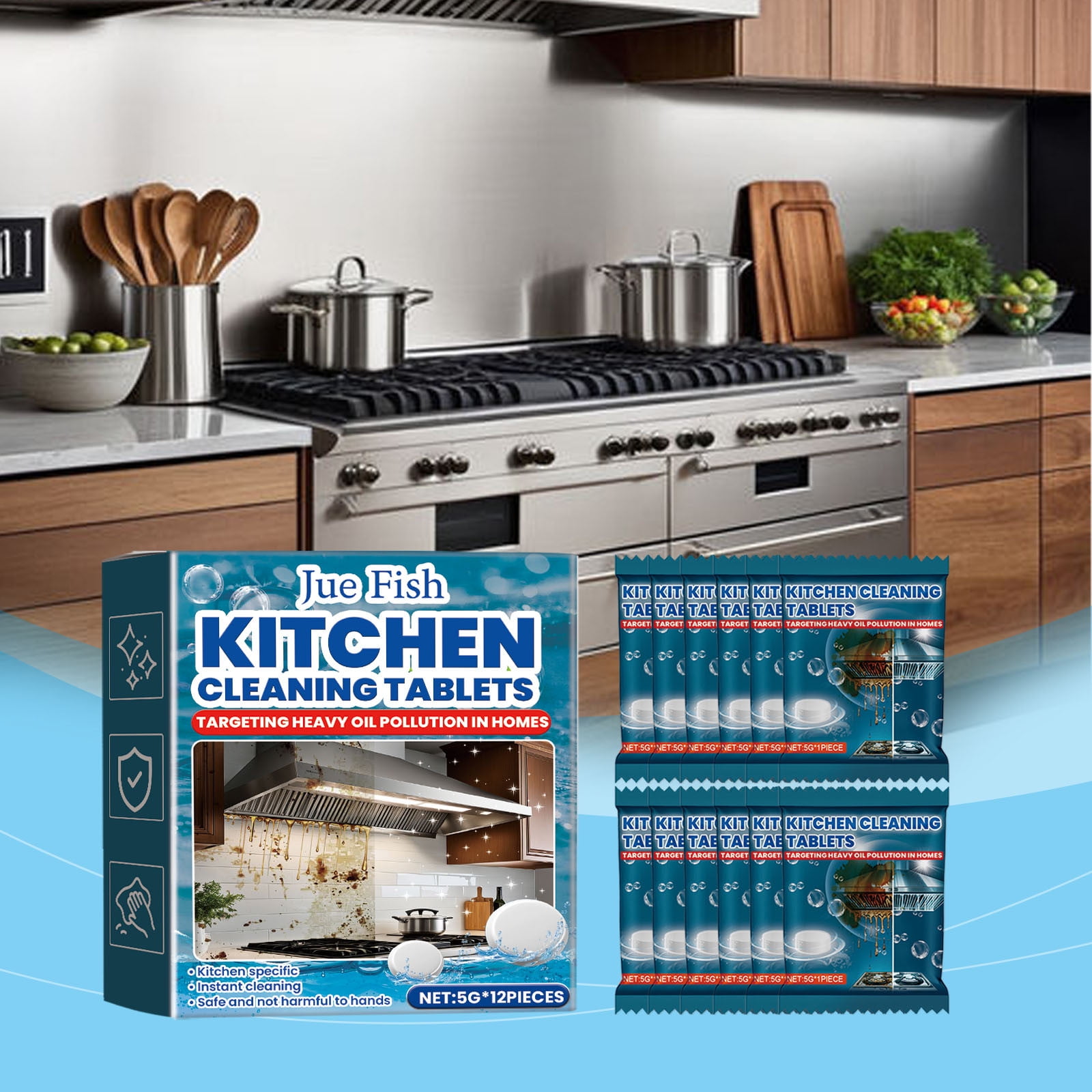 Heavy Duty Kitchen Grease Cleaning Tablets - Effervescent Cleaner for ...