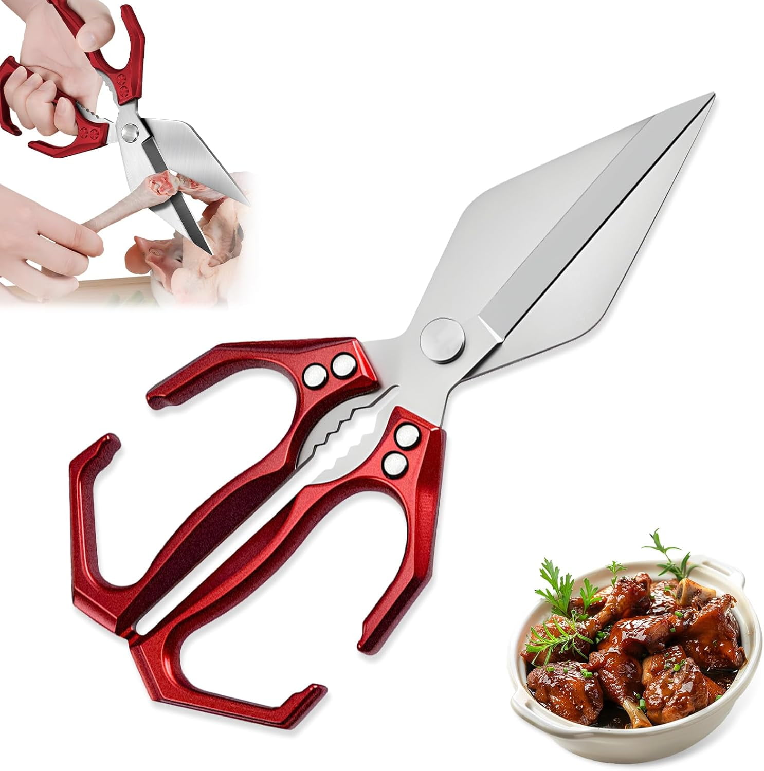Heavy-Duty Kitchen Shears for Cooking - Multifunctional High-Carbon ...