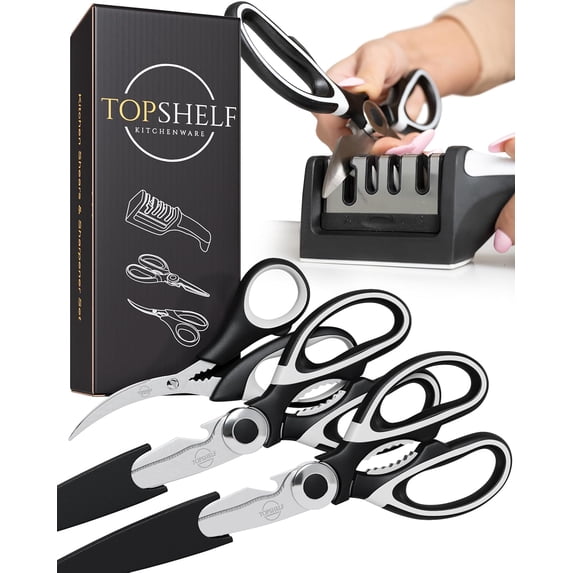 Heavy Duty Kitchen Shears with Knife and Scissor Sharpener Tool ...