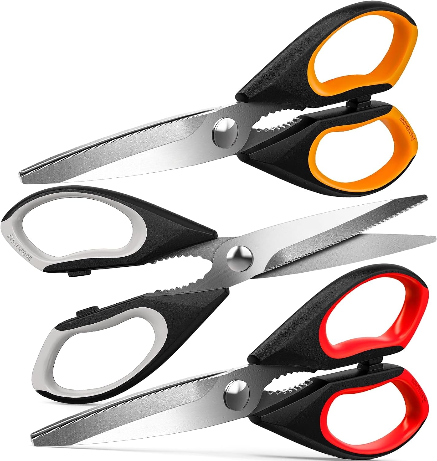 Heavy Duty Kitchen Shears with Serrated Blade, Ergonomic Handle - For ...