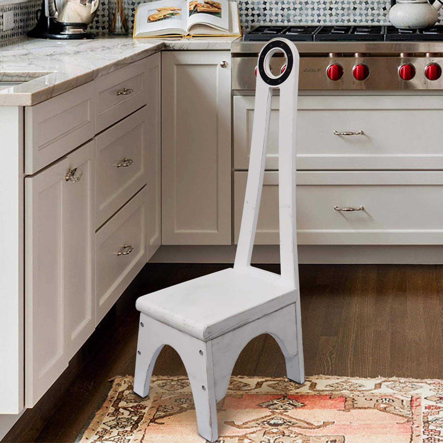 Heavy Duty Kitchen Step Stool with Handle, Besuerte Wooden Stool for ...