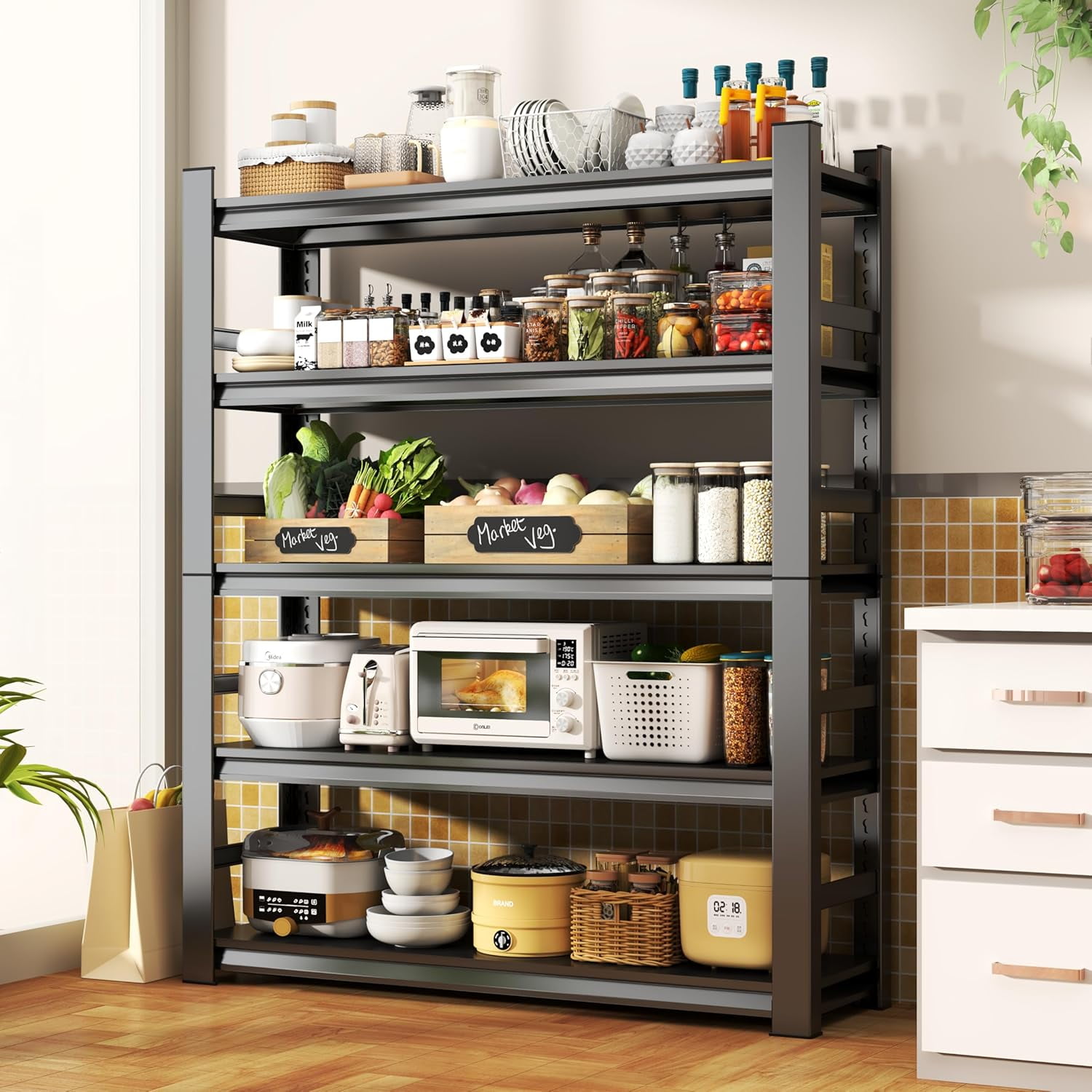 Heavy Duty Kitchen Storage Shelf, Organizer, Metal Bakers Rack, Pantry ...