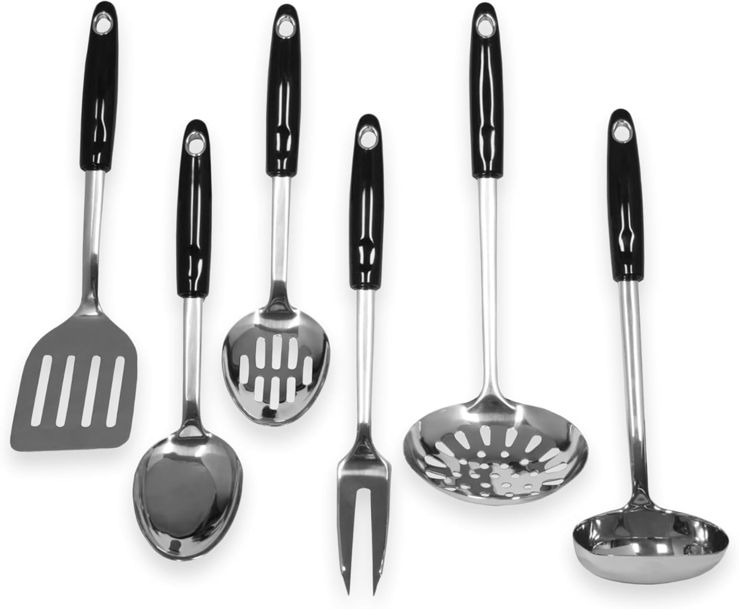 Heavy Duty Kitchen Tool and Utensil Set, 6 Piece, Stainless Steel ...