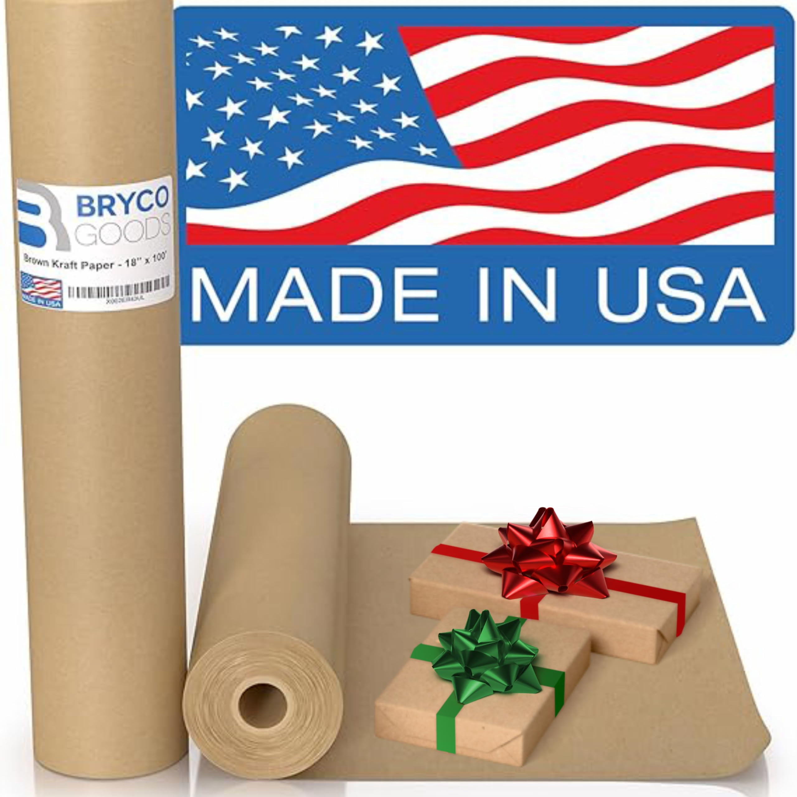 Heavy Duty Kraft Paper Roll 18x1200 Inches, Durable Packing Wrapping ...