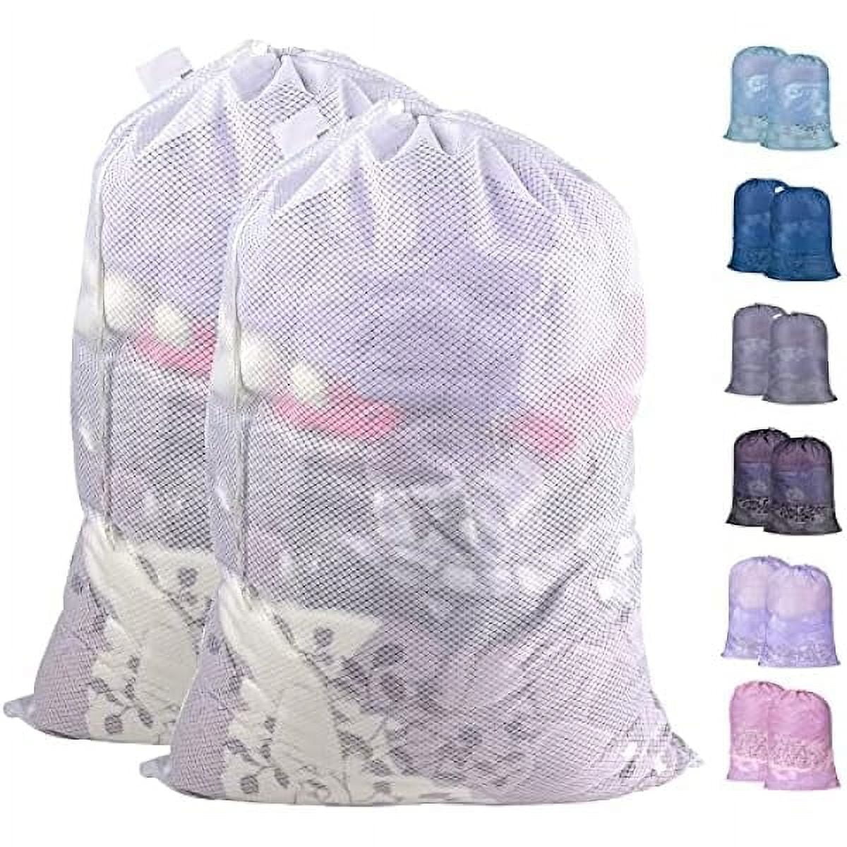 Heavy Duty Large Mesh Laundry Bags with ID Tag and Locking Drawstring ...