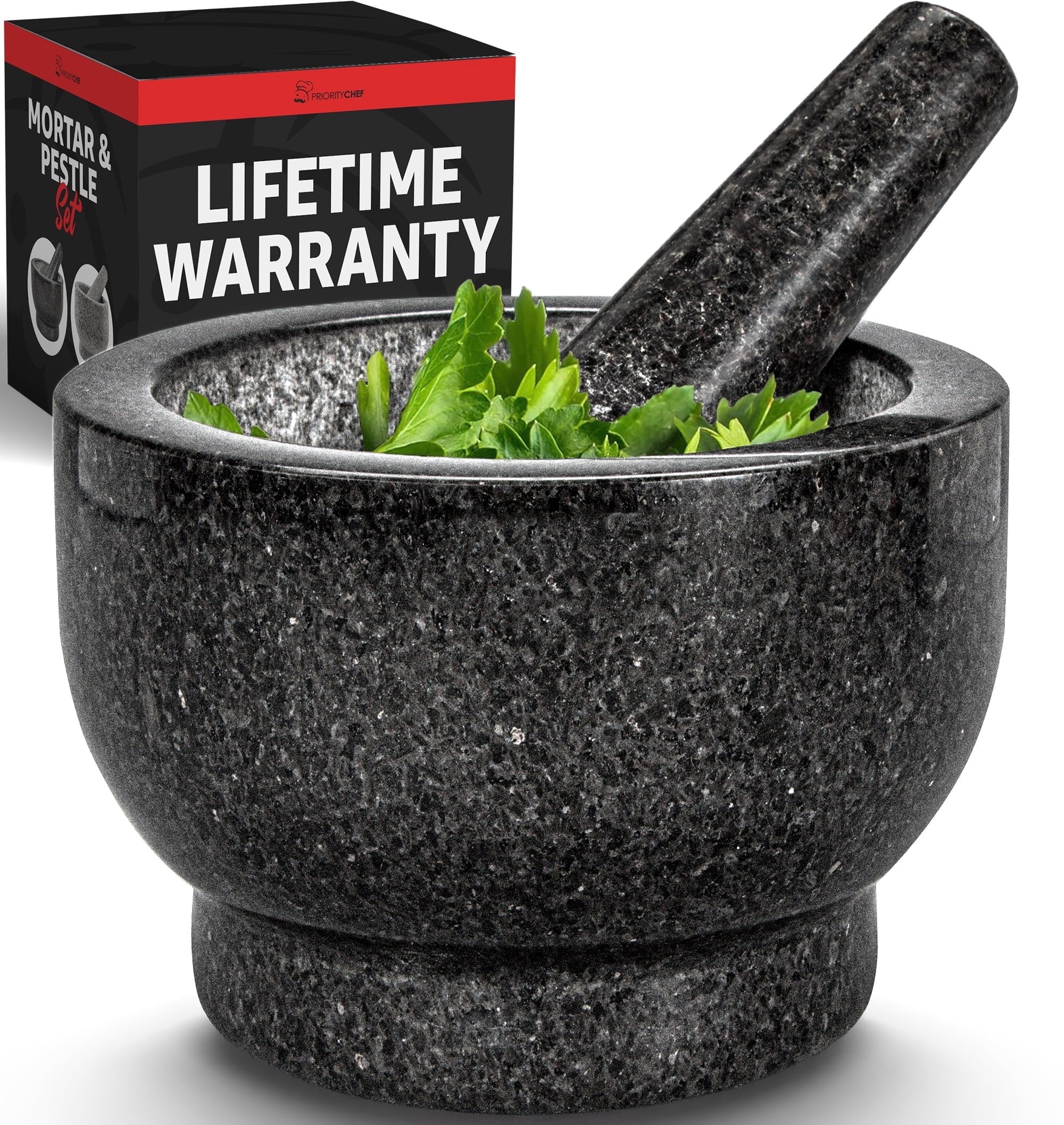 Heavy Duty Large Mortar and Pestle Set, 2 Cups, 100% Natural Granite ...