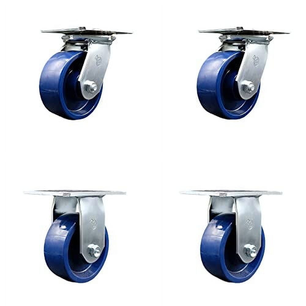 Heavy Duty Large Top Plate Solid Polyurethane Swivel Caster Set of 4 w ...