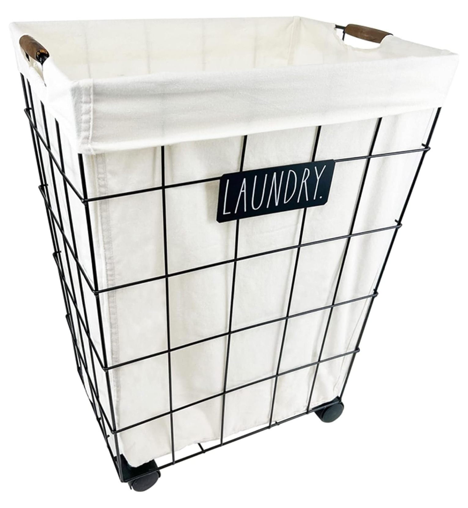 Heavy Duty Laundry Hamper on Wheels - Lined Basket with Removable Cloth ...