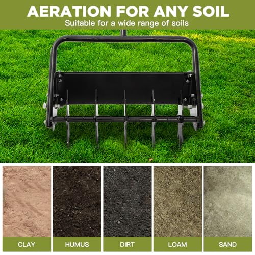 Heavy Duty Lawn Aerator, Height Adjustment Rolling Soil Aeration Tool ...