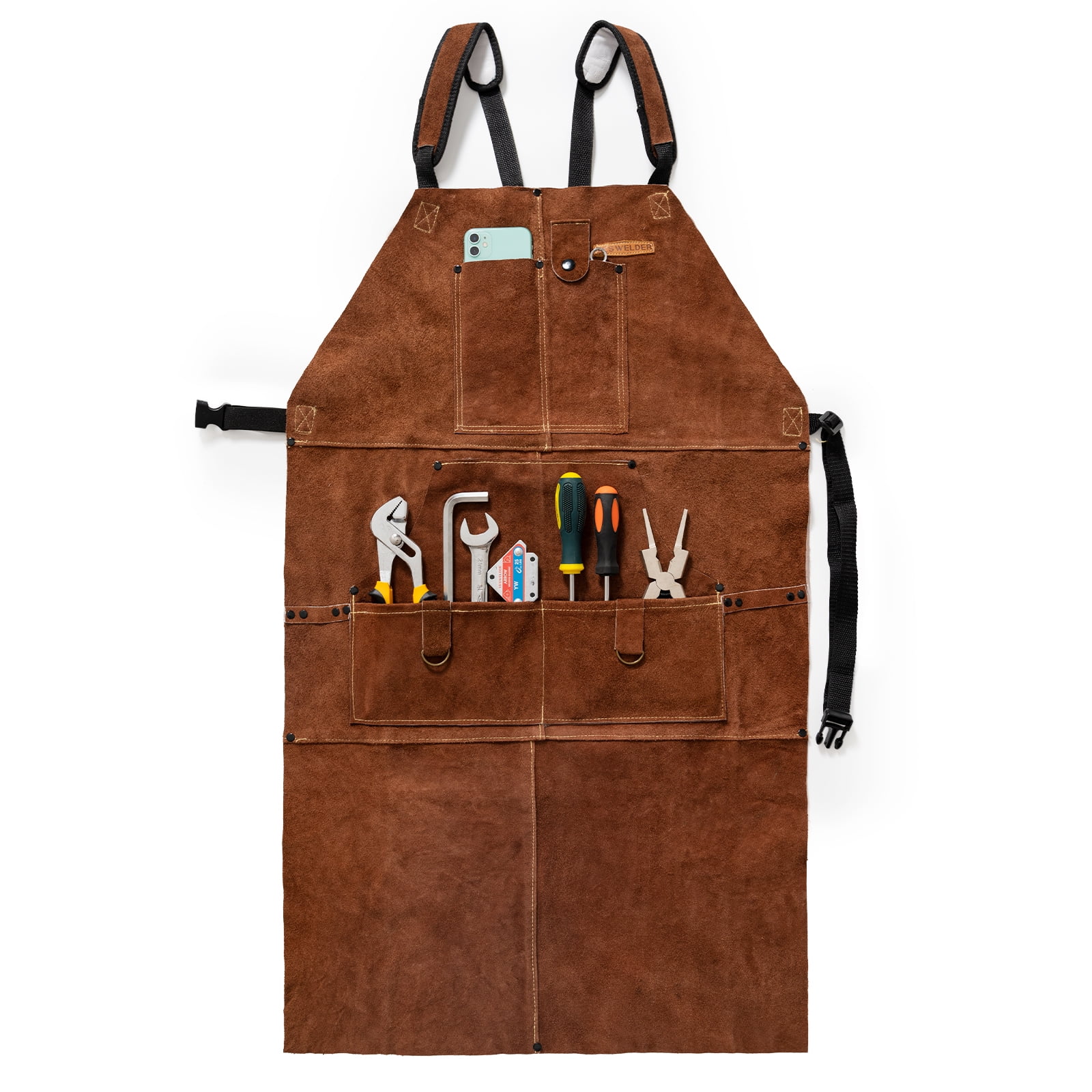Heavy-Duty Leather Welding Apron - Heat & Flame Resistant Cowhide with ...