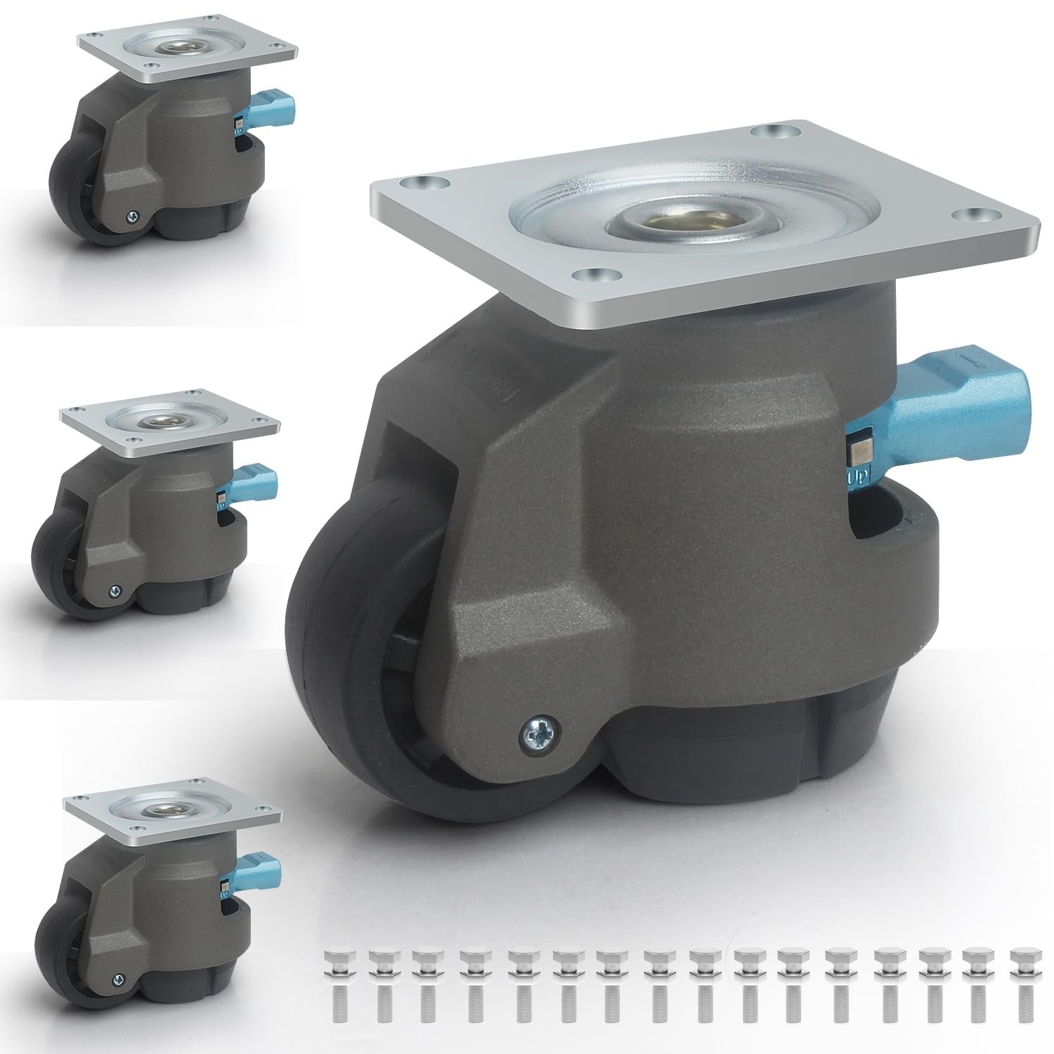 Heavy Duty Leveling Casters with 2200 LBS Capacity, Upgraded Handle ...