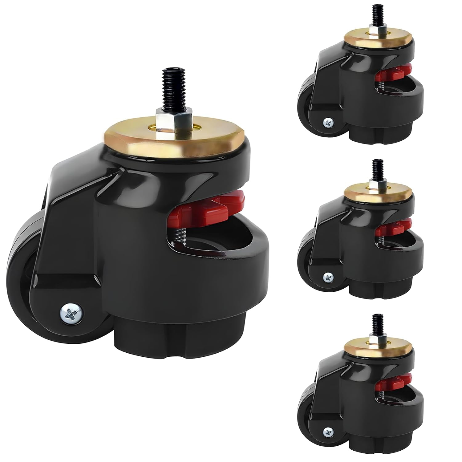 Heavy Duty Leveling Machine Casters with Rubber Pad, Leveling Stem ...