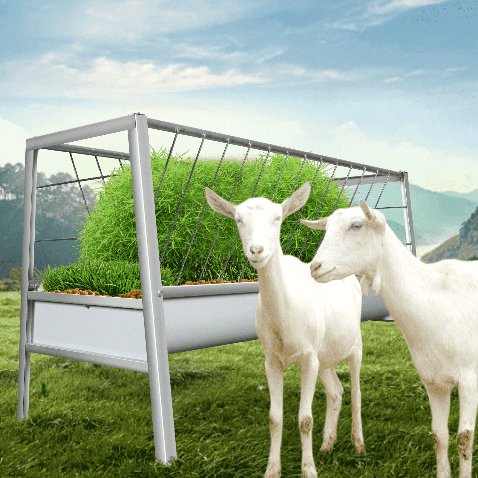 Heavy-Duty Livestock Goat Feeder, Easy-Clean Goat Hay Feeder, Pasture ...