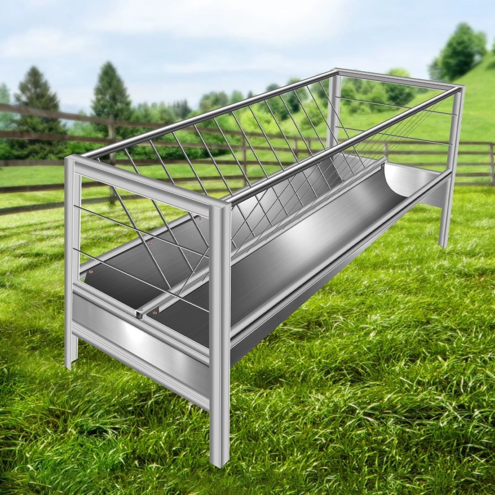 Heavy-Duty Livestock Goat Feeder, Stainless Steel Frame & Pan, 77 ...