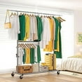 Heavy Duty Loads 410 LBS Clothing Rack with Wheels Rolling Clothes ...