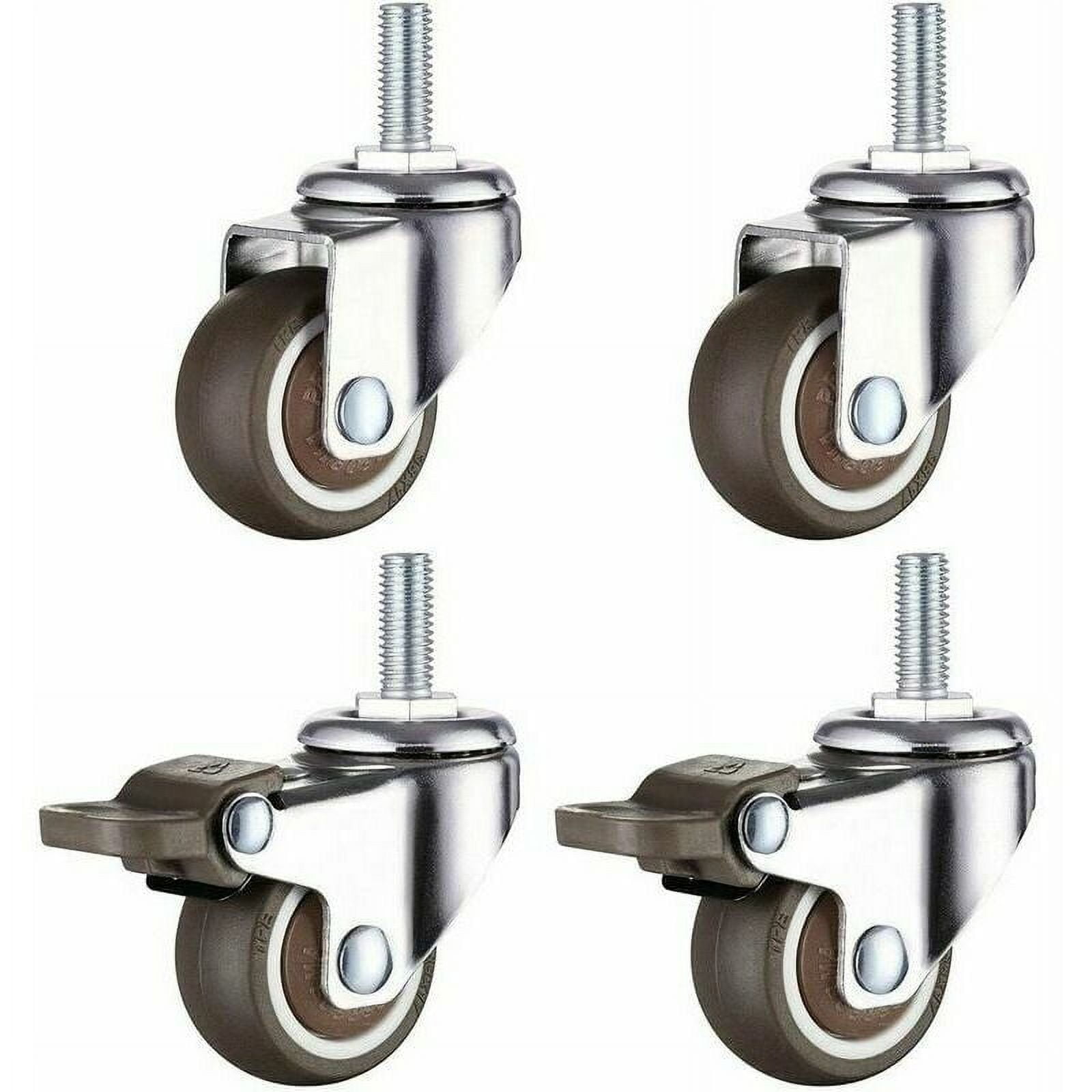 Heavy Duty Locking Casters Set of 4, Swivel Caster with Threaded Stem ...