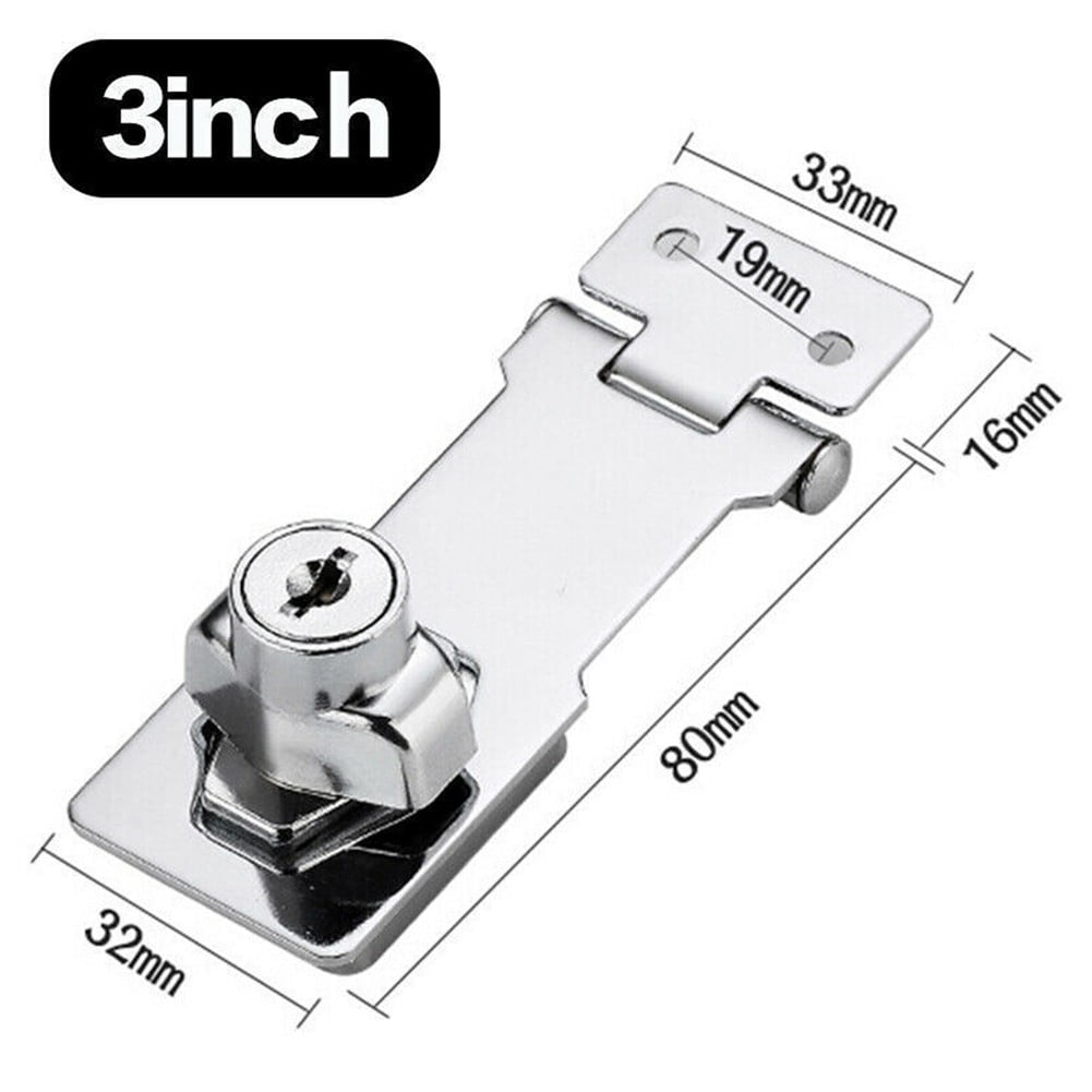 Heavy Duty Locking Hasp And Staple With Keys Padlock Cupboard Shed Garage Lock 3inch - Walmart.com