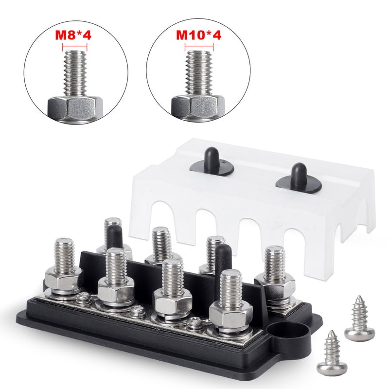 Heavy Duty M8 M10 Bus bar Battery Terminal Studs Box 48V 250A BusBar Positive Negative Power ...