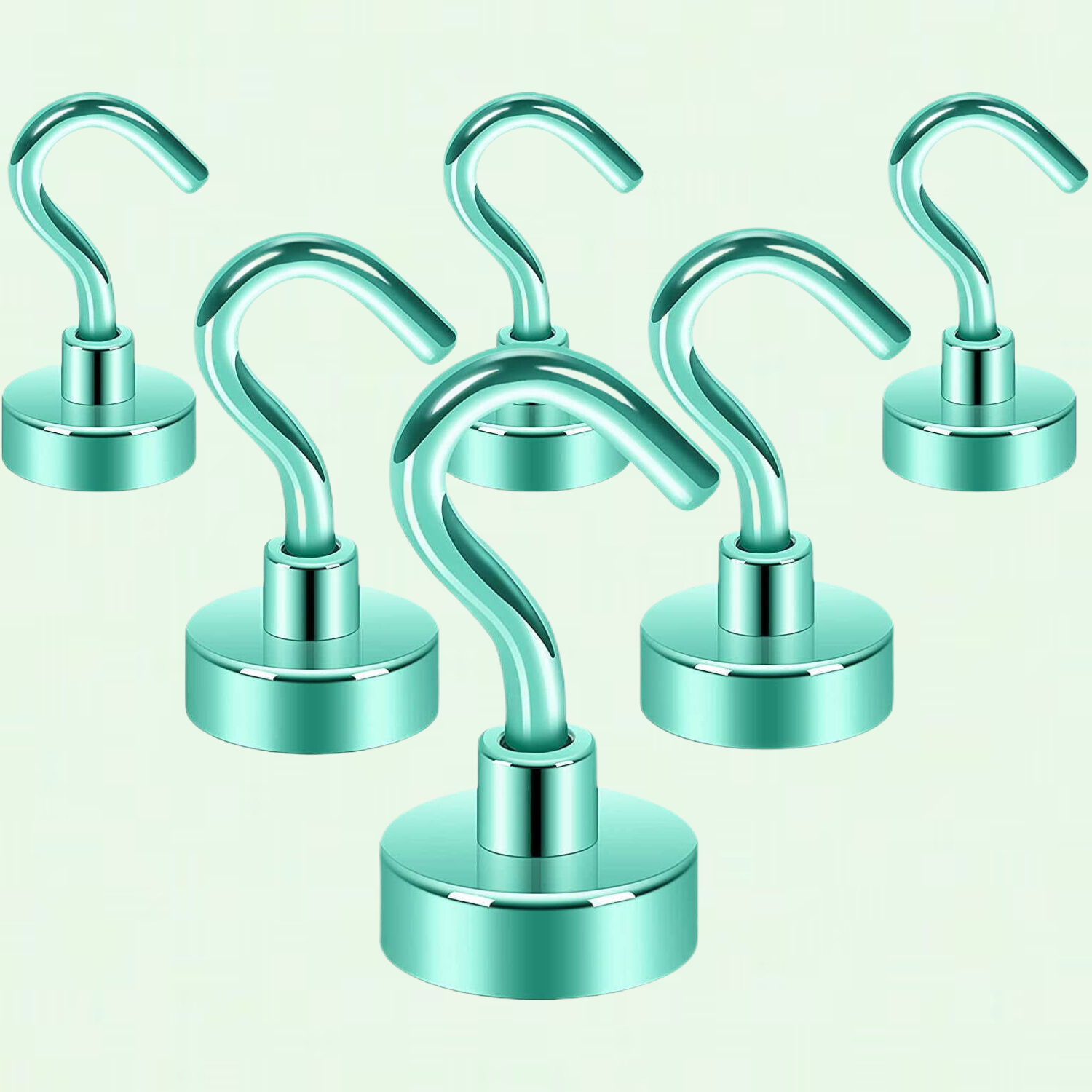Heavy Duty Magnetic Hooks, 28 lb+ Load Capacity, Pack of 6, Green ...