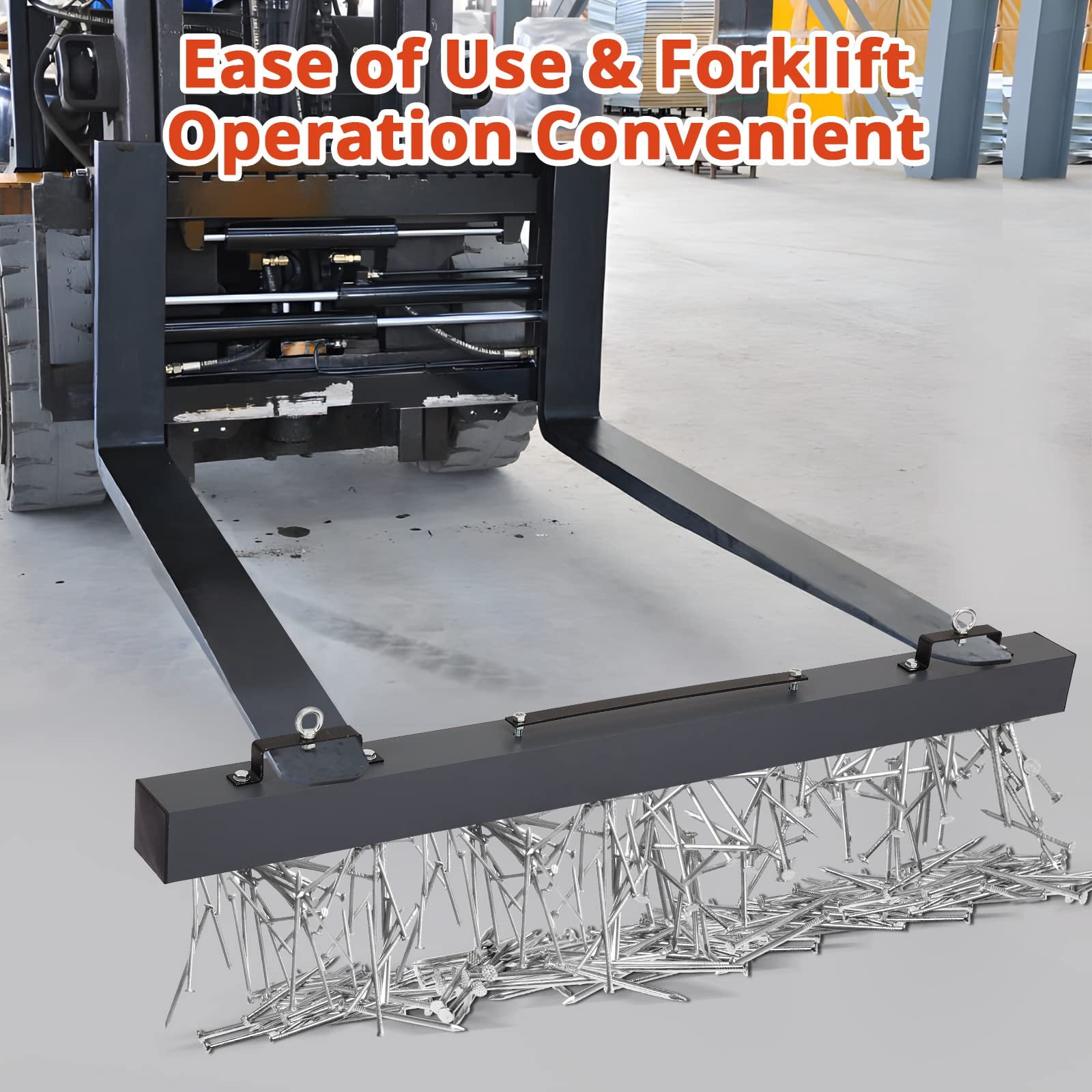 Heavy Duty Magnetic Sweeper for Forklift, 60 Inch Wide Magnet Bar with ...
