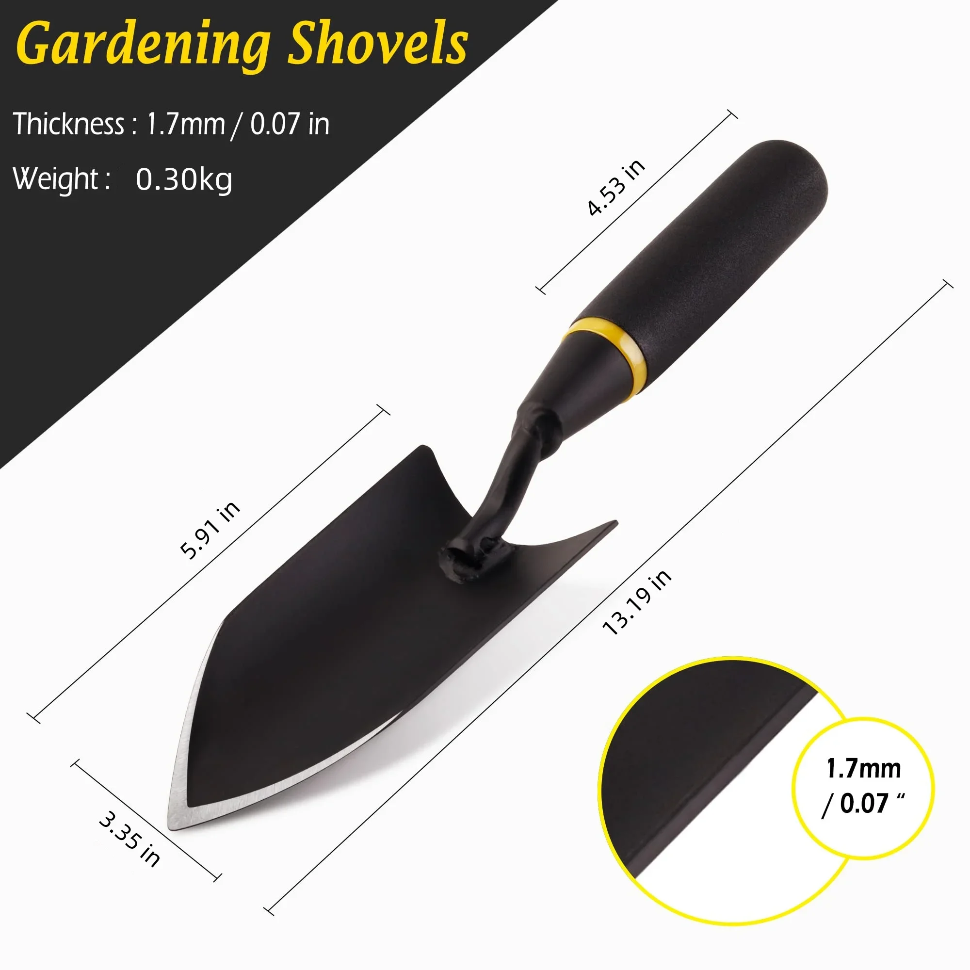 Heavy-Duty Manganese Steel Garden Shovel with Rubber Handle for Soil ...