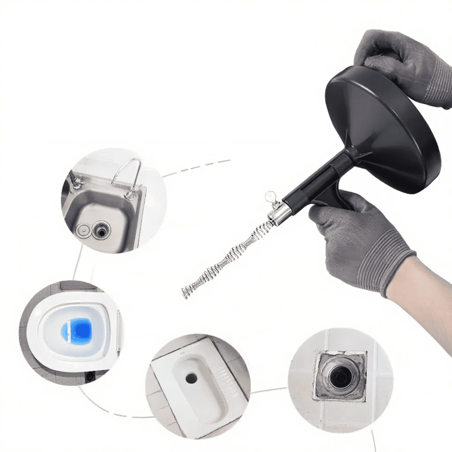 Heavy-Duty Manual Drain Snake Auger Tool - Clog Remover for Toilet ...