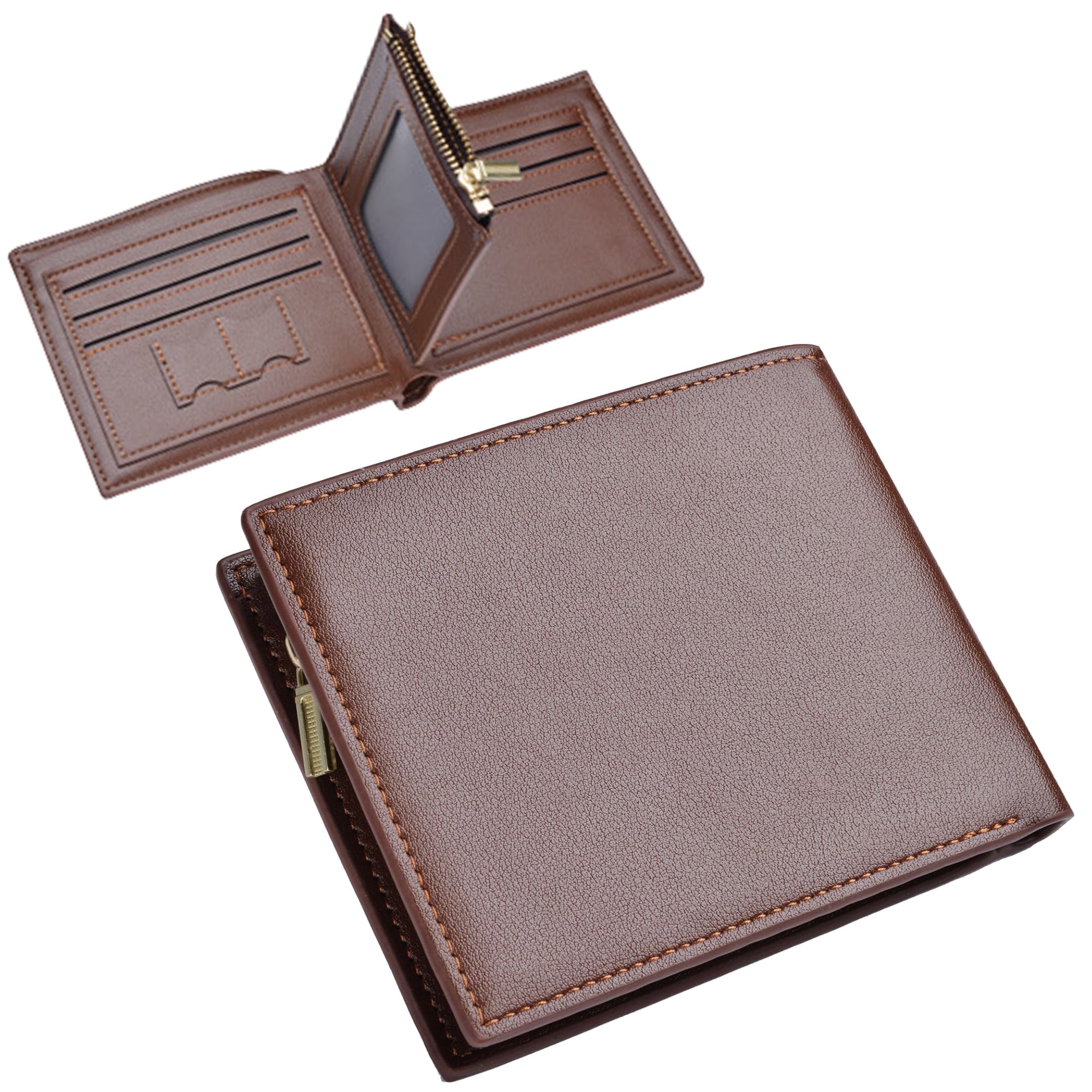 Men's Wallets Card Cases Bifold Wallet with Zipper for Men RFID Blocking 1 ID Window Great Gift ...