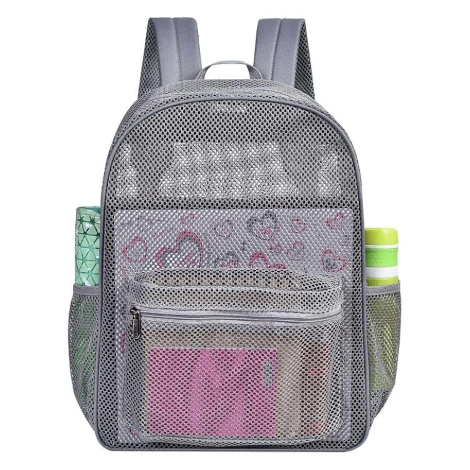 Heavy Duty Mesh Backpack for Adults, Semi-Transparent College Student ...