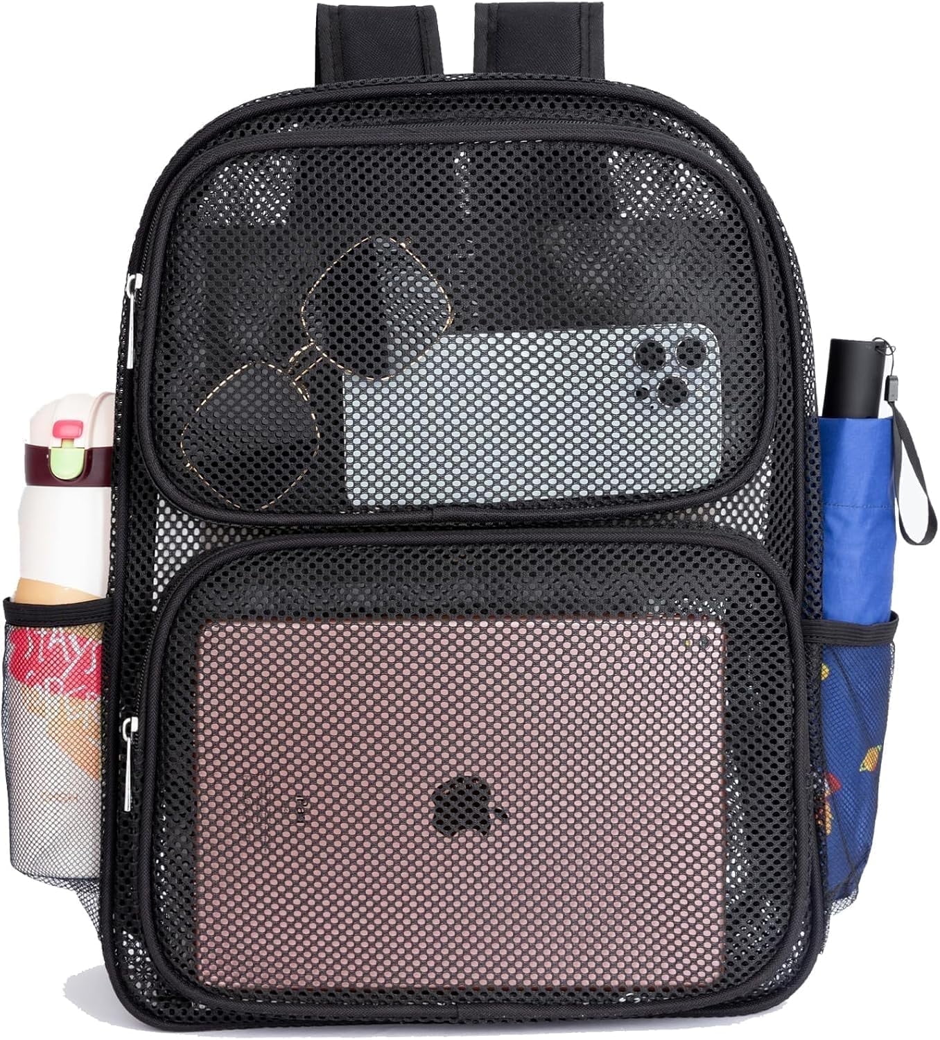 Heavy Duty Mesh Backpack, Semi-transparent Bookbag with Comfort Padded ...