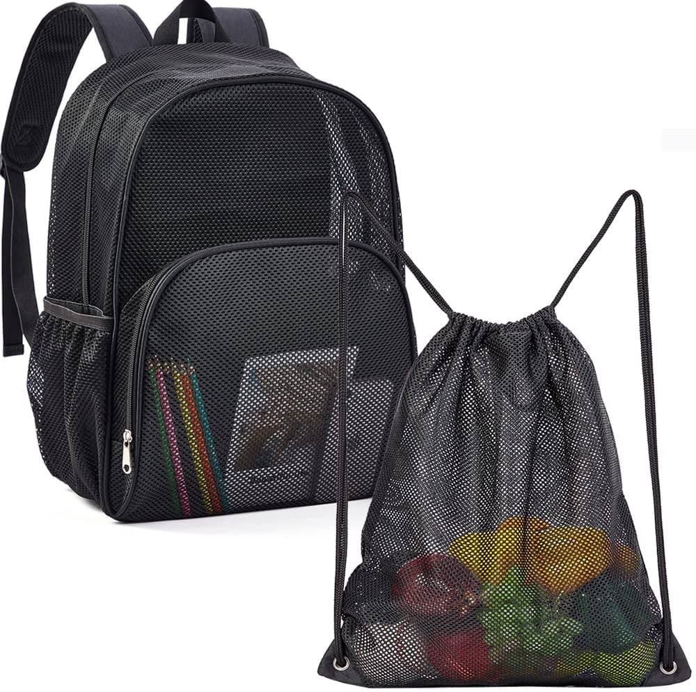 Heavy Duty Mesh Drawstring Bag, Mesh Backpack for Commuting, Swimming ...