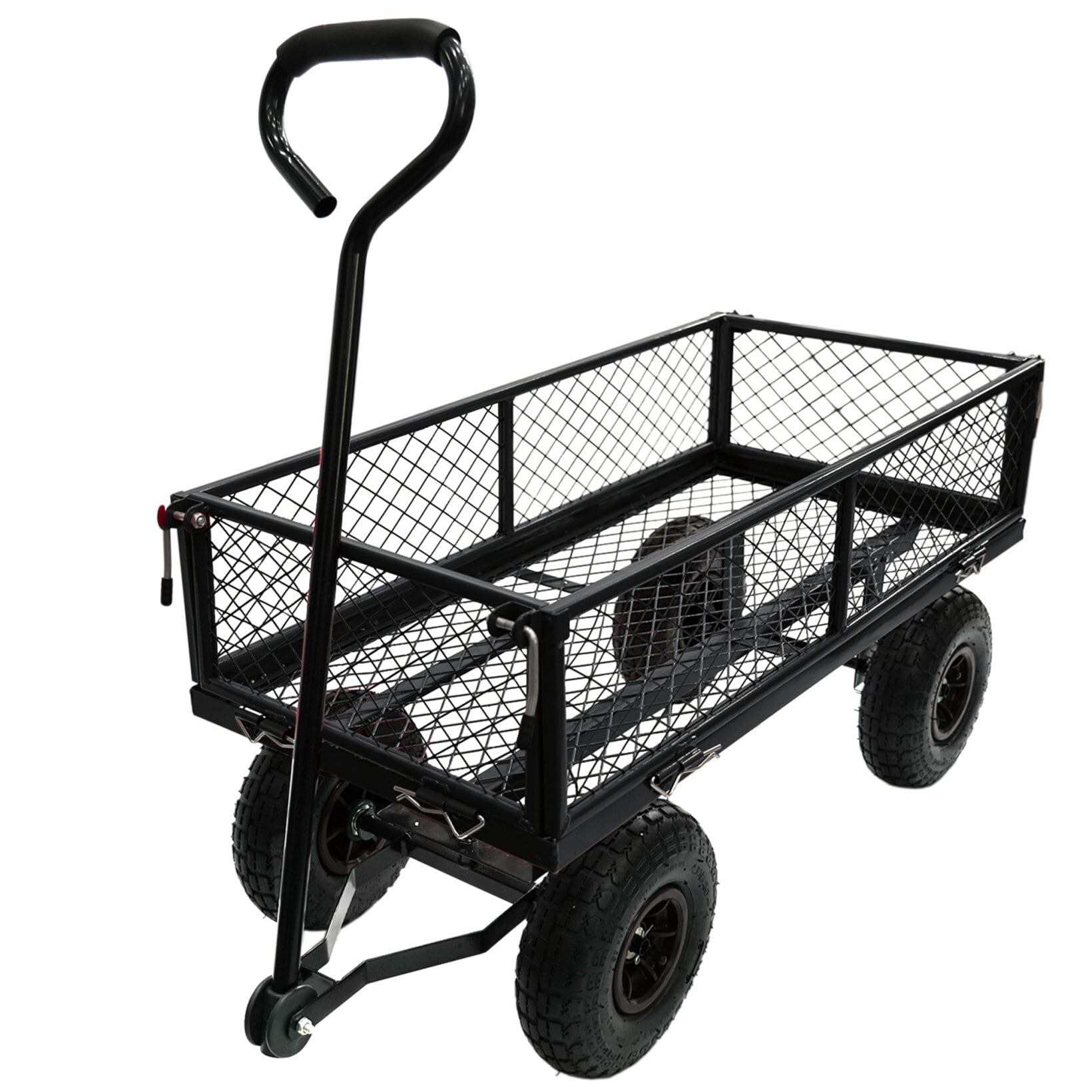 Heavy Duty Mesh Steel Garden Cart, Folding Utility Wagon with Removable ...