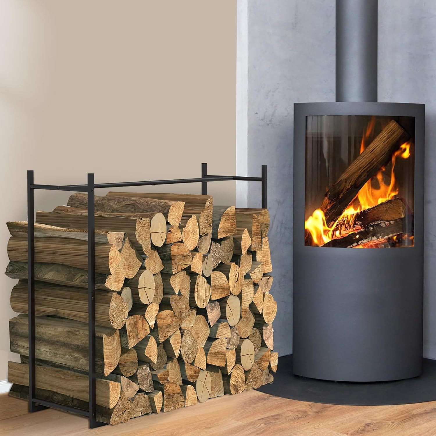 Heavy Duty Metal 31 inches Outdoor Firewood Racks or Indoor Wood Holder ...