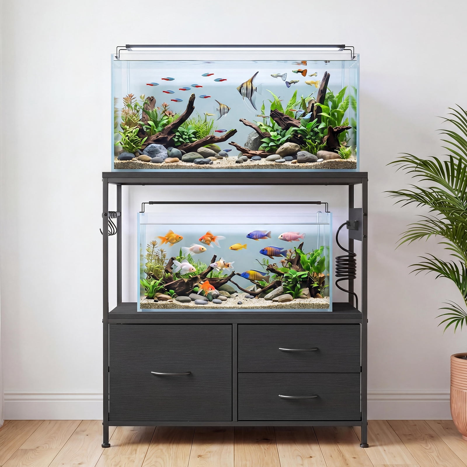 Heavy Duty Metal Aquarium Stand with Cabinet for 20-29 Gallon Tanks ...
