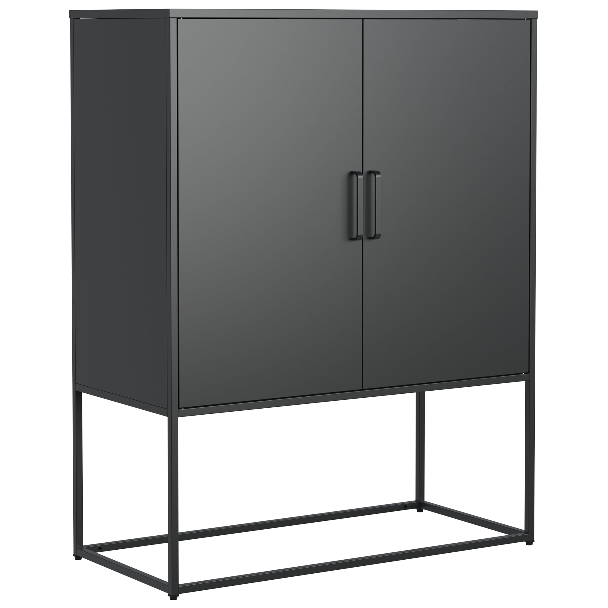 Heavy Duty Metal Buffet Sideboard Modern Steel Storage Cabinet with 2 ...