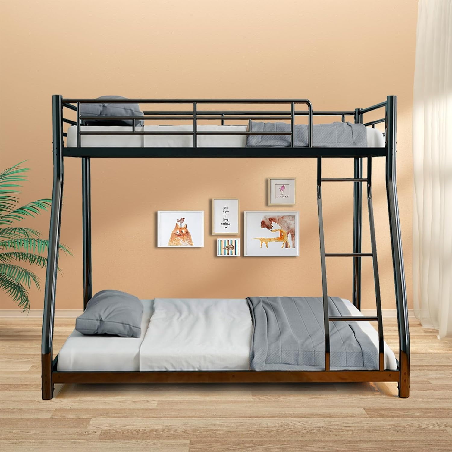 Heavy Duty Metal Bunk Bed Twin Over Full Size, Heavy Duty Floor Bunk ...