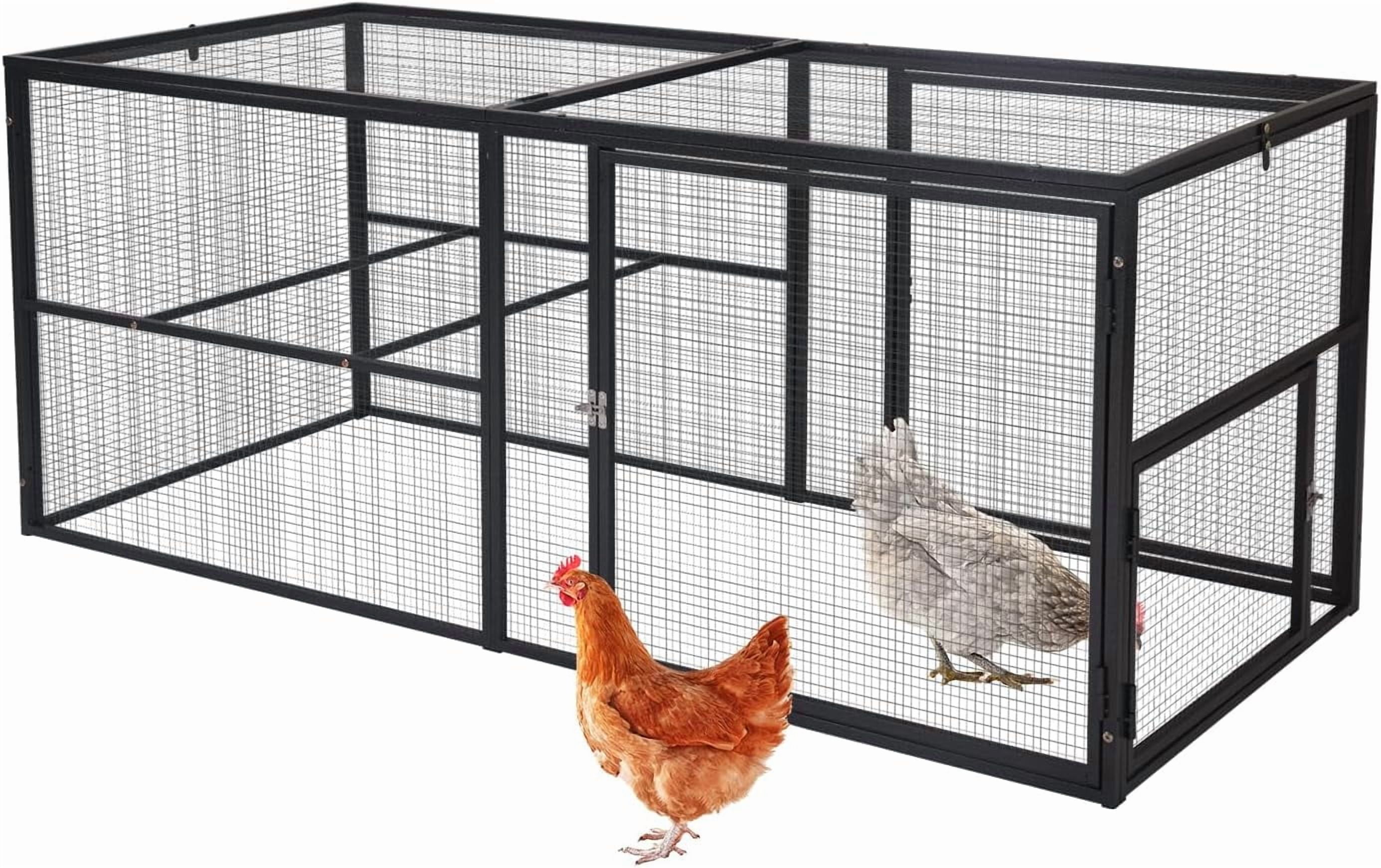 Heavy-Duty Metal Chicken Coop Run Extension - 14.3 sq ft Lockable ...