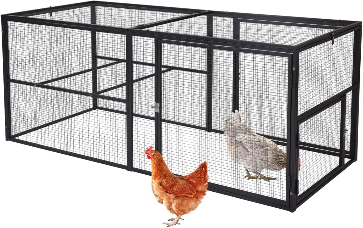 Heavy-Duty Metal Chicken Coop Run Extension - 14.3 sq ft Lockable ...