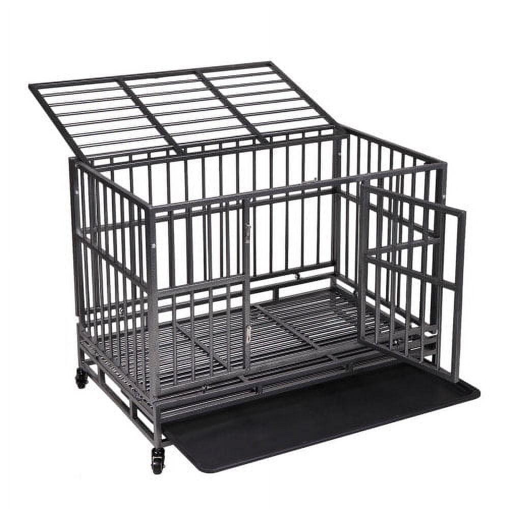 Heavy Duty Metal Dog Kennel Cage Crate with 4 Universal Wheels ...