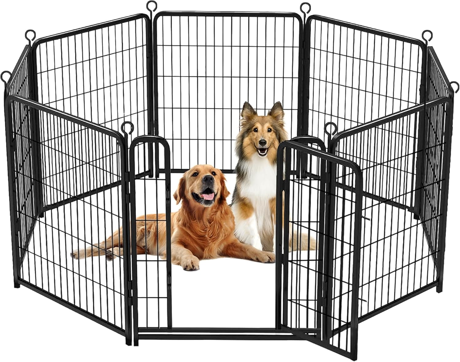 Heavy-Duty Metal Dog Playpen Indoor/Outdoor, Portable Pet Fence with ...