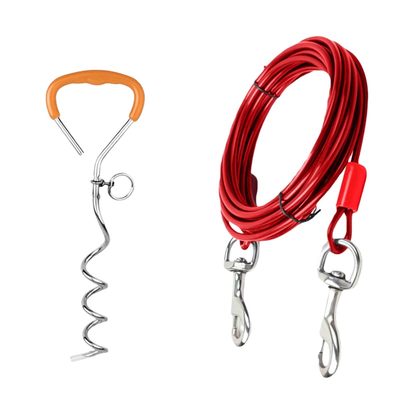 Heavy Duty Metal Dog Tie Out Stake Kit Secure Outdoor Training Tether ...