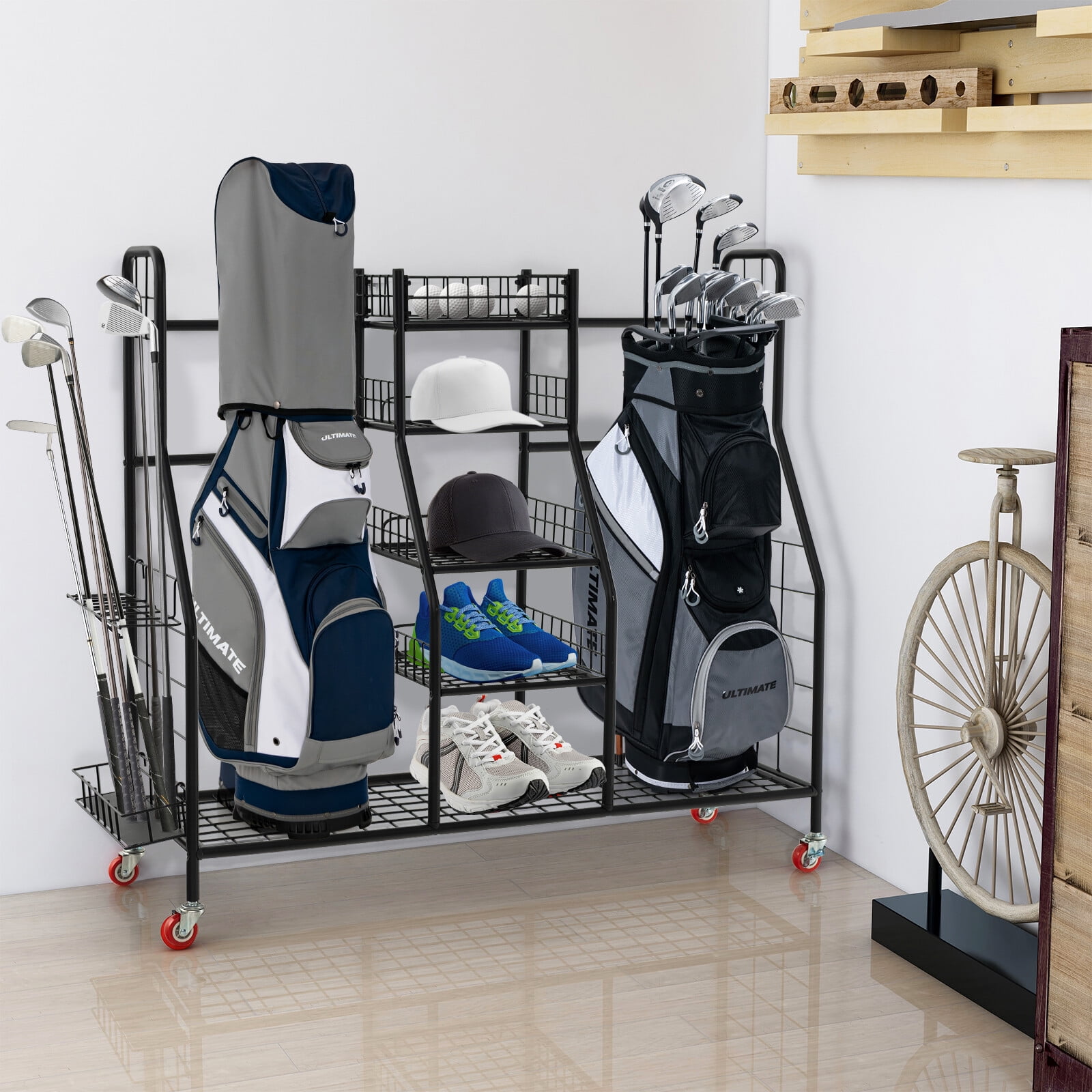 Heavy Duty Metal Double Golf Bag Storage Rack Golf Bag Storage ...