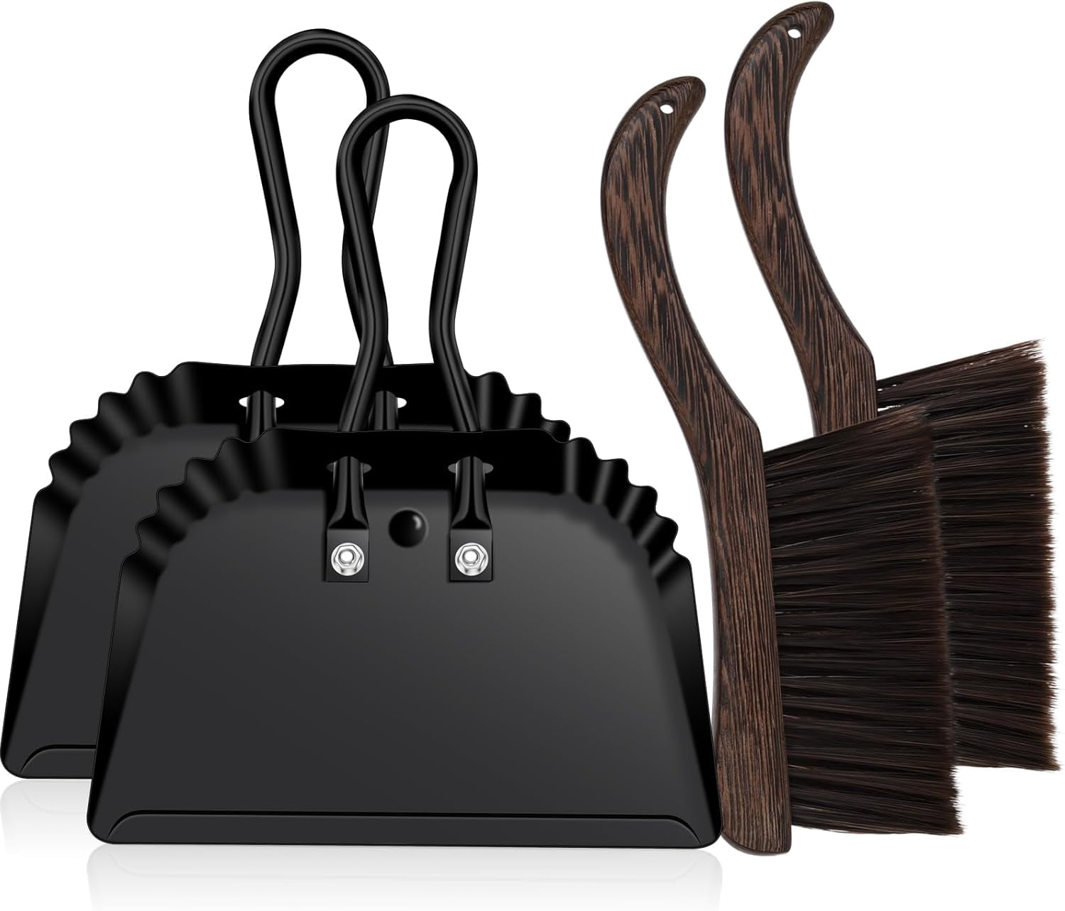 Heavy Duty Metal Dust Pan and Brush Set, 11 Inch Large Hand Broom with ...
