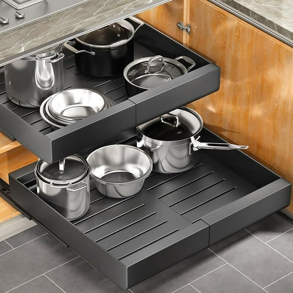 Heavy Duty Metal Expandable Pull-Out Kitchen Storage Cabinet Organizer ...