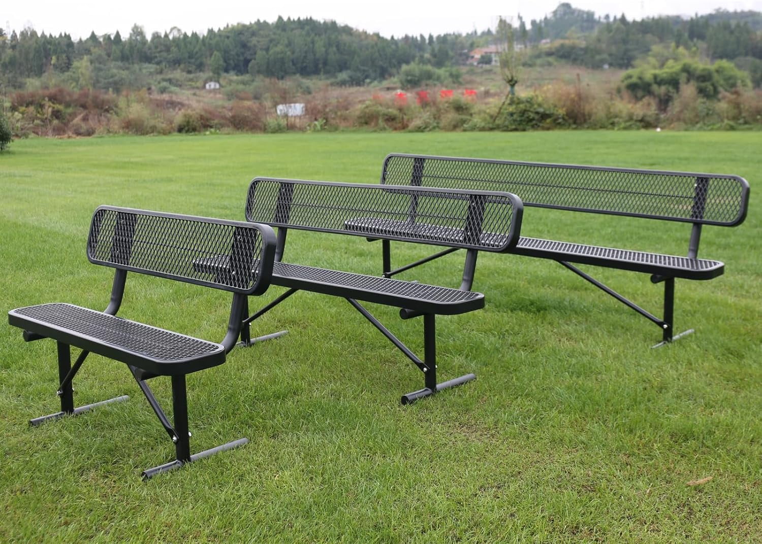 Heavy Duty Metal Park Bench for Outside, Outdoor Garden Benches with ...