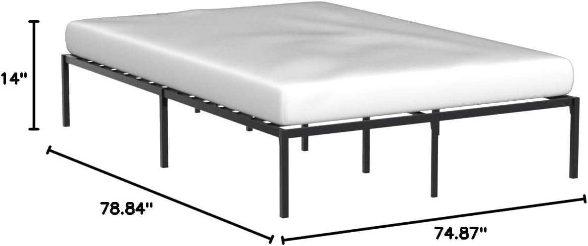 Heavy Duty Metal Platform Bed Frame - No Box Spring Needed - Underbed ...