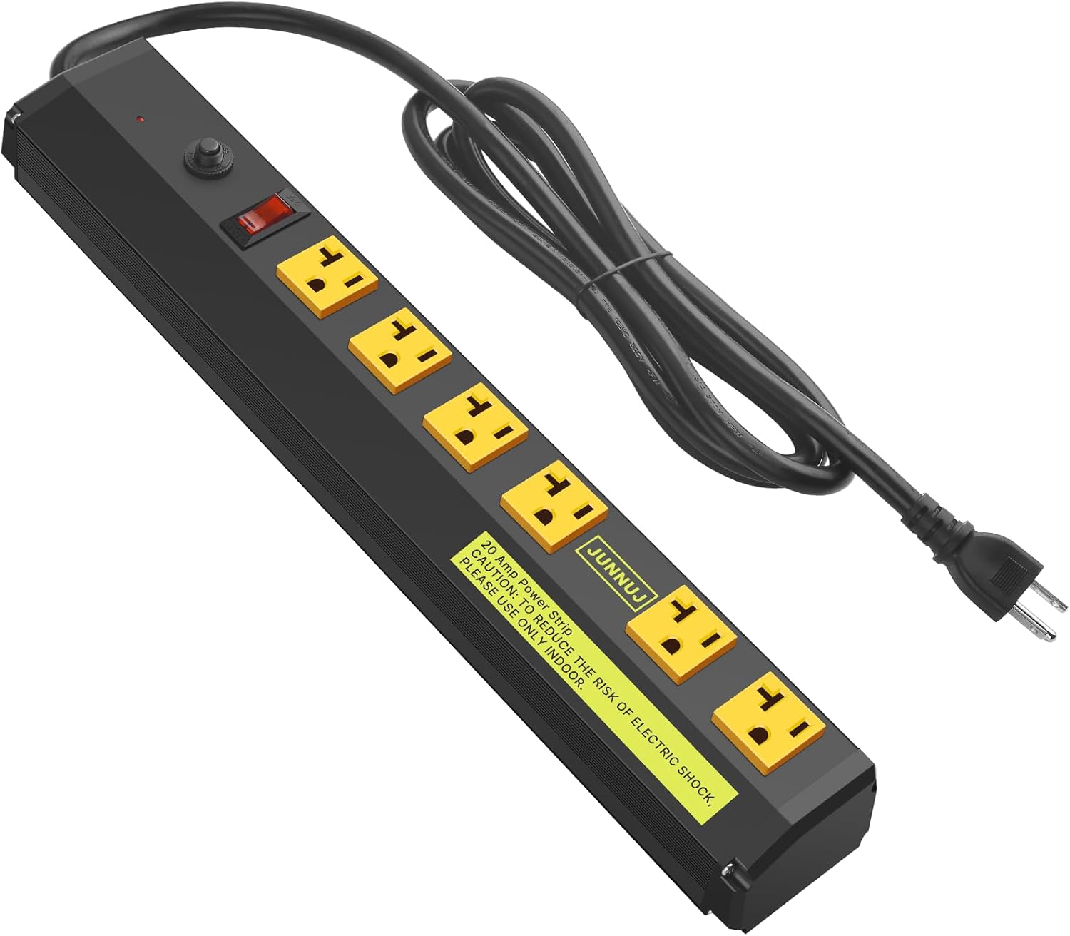 Heavy Duty Metal Power Strip 20 Amp, High Amp Surge Protector 6 Outlet ...