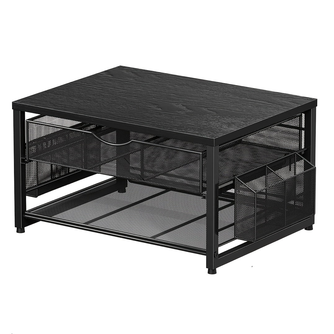 Heavy-Duty Metal Printer Stand with Storage Drawer & 2 Pen Holders - 2 ...