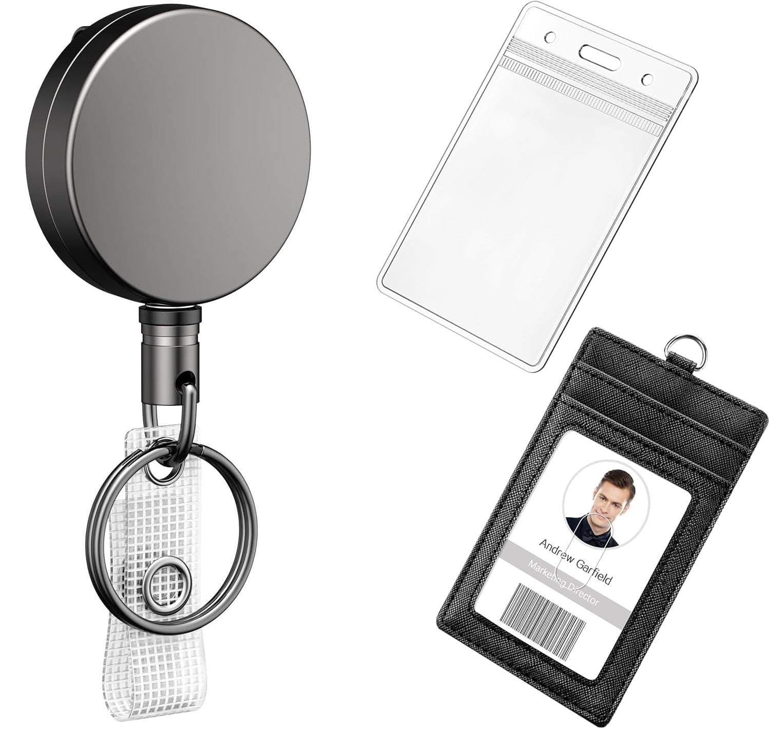 Heavy Duty Metal Retractable Badge Holder Reel with Belt Clip Key Ring ...