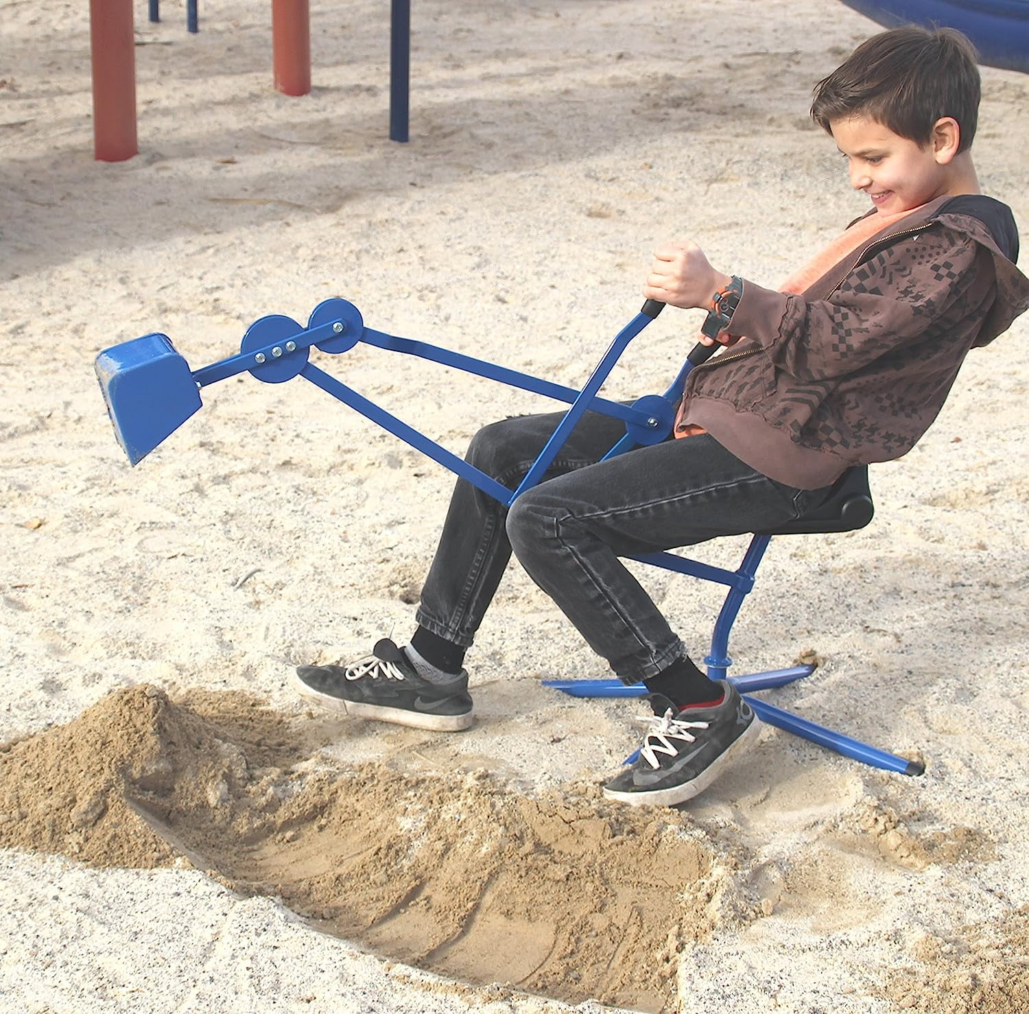 Heavy-Duty Metal Ride-On Sand Digger Toy with 360° Swivel , Ages 3 ...