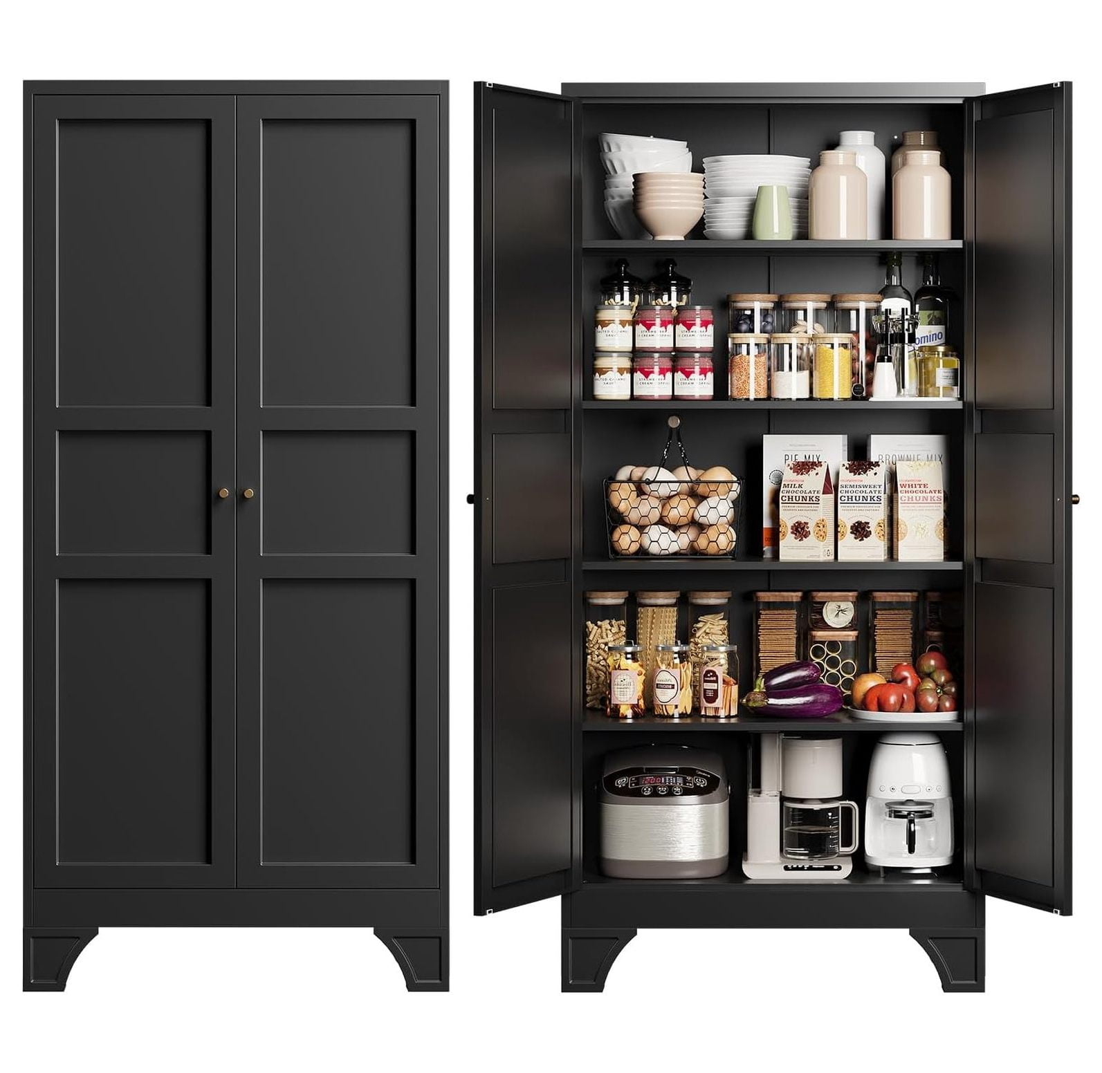 Heavy Duty Metal Storage Cabinet 2 Doors 4 Adjustable Shelves Steel ...